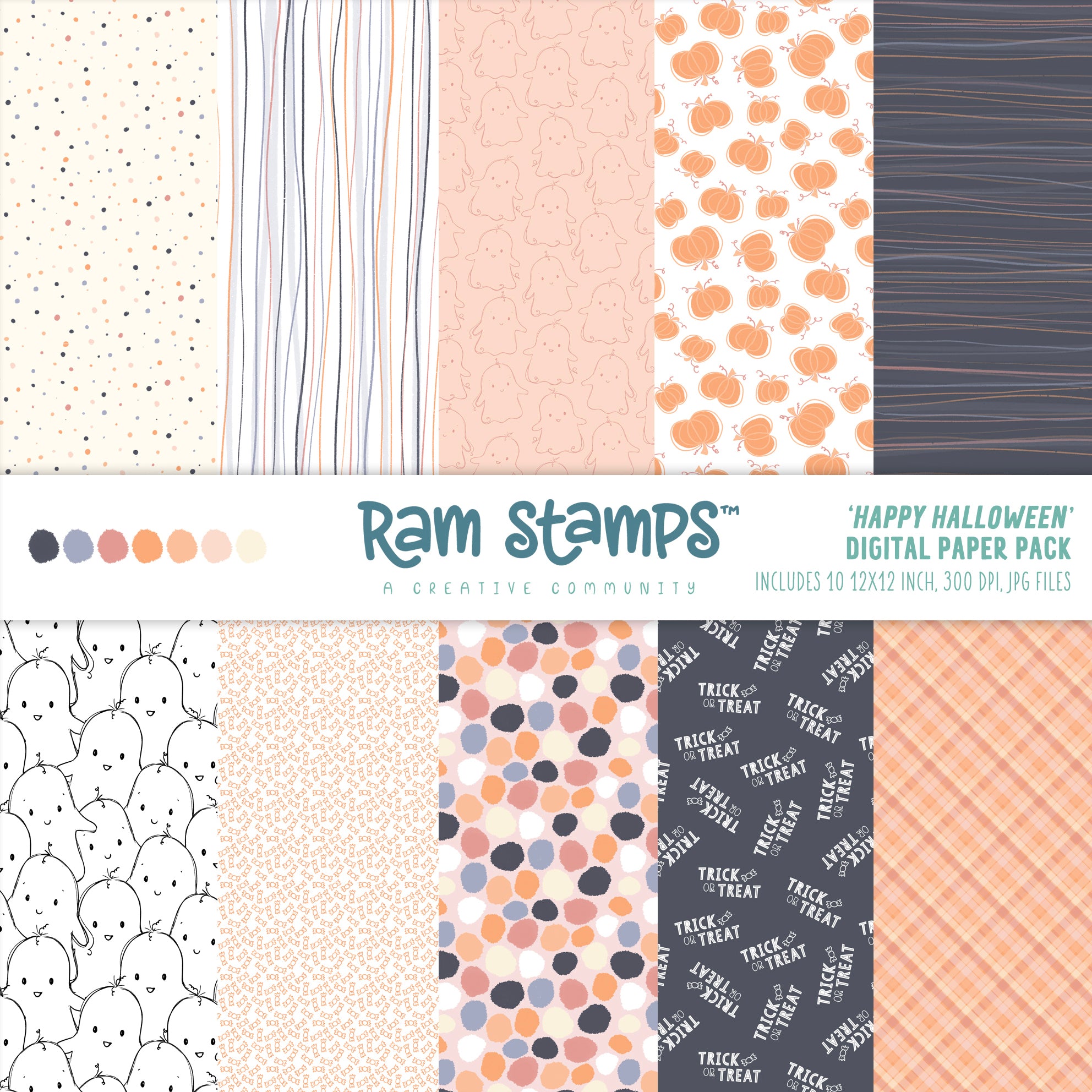 'Happy Halloween' Digital Pattern Paper Pack – Rachelle Anne Miller ...