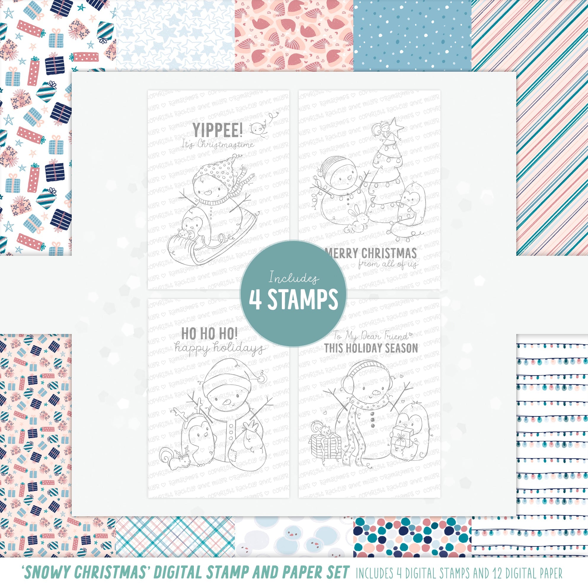 'Snowy Christmas' Digital Stamp & Paper Set – Rachelle Anne Miller ...