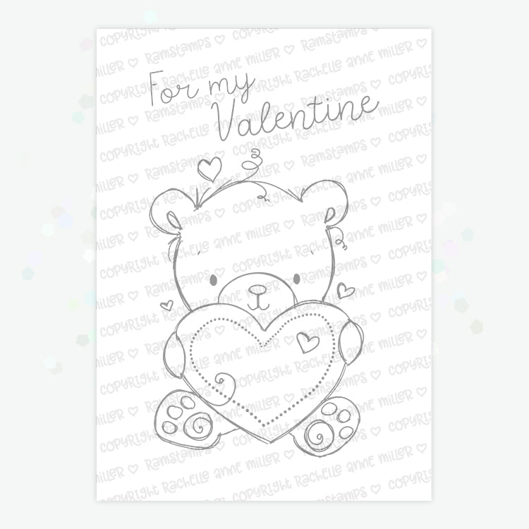 'Valentine Bear' Digital Stamp – Rachelle Anne Miller Creative Studios