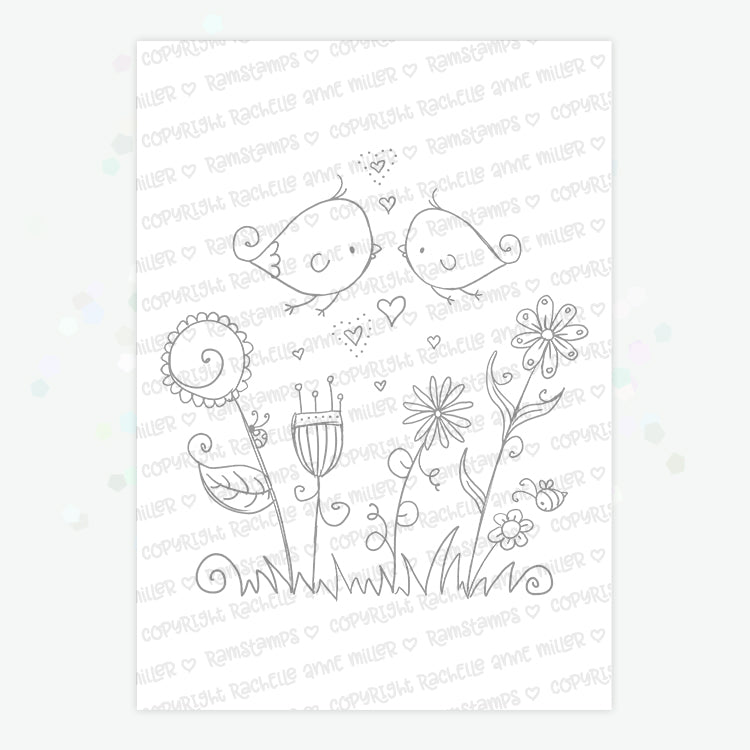 'Love Birds' Digital Stamp – Rachelle Anne Miller Creative Studios