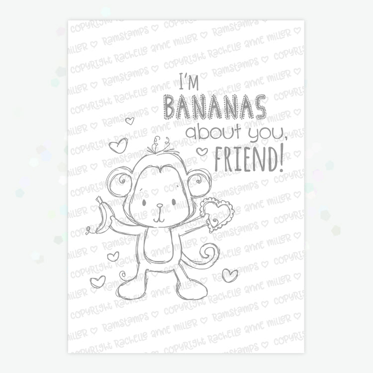 'Monkey Love' Digital Stamp – Rachelle Anne Miller Creative Studios