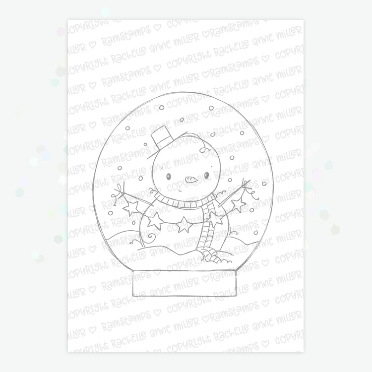 'Snowman Globe' Digital Stamp – Rachelle Anne Miller Creative Studios