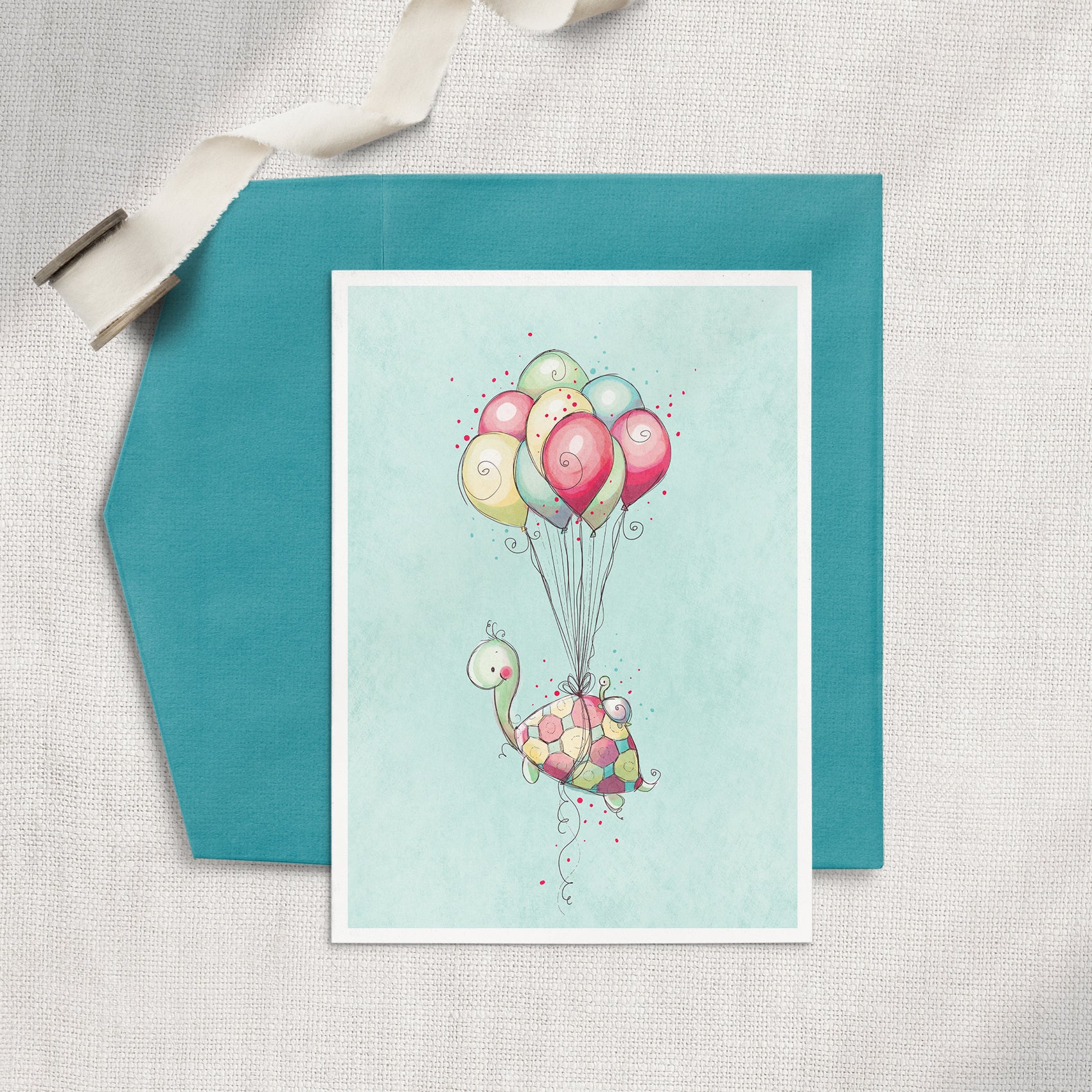 Birthday Turtle 5x7 Greeting Card – Rachelle Anne Miller Creative Studios