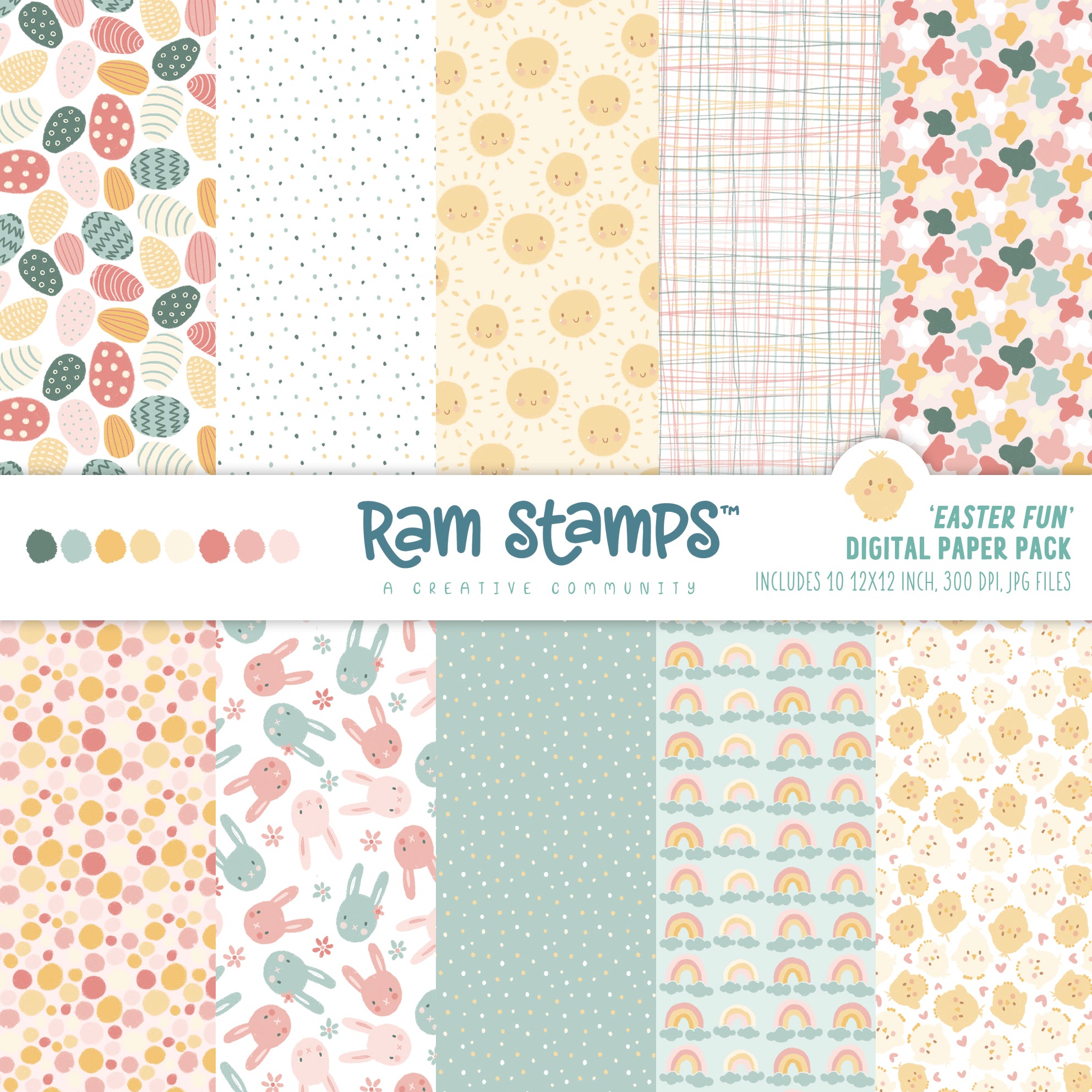 'Easter Fun' Digital Pattern Paper Pack – Rachelle Anne Miller Creative ...