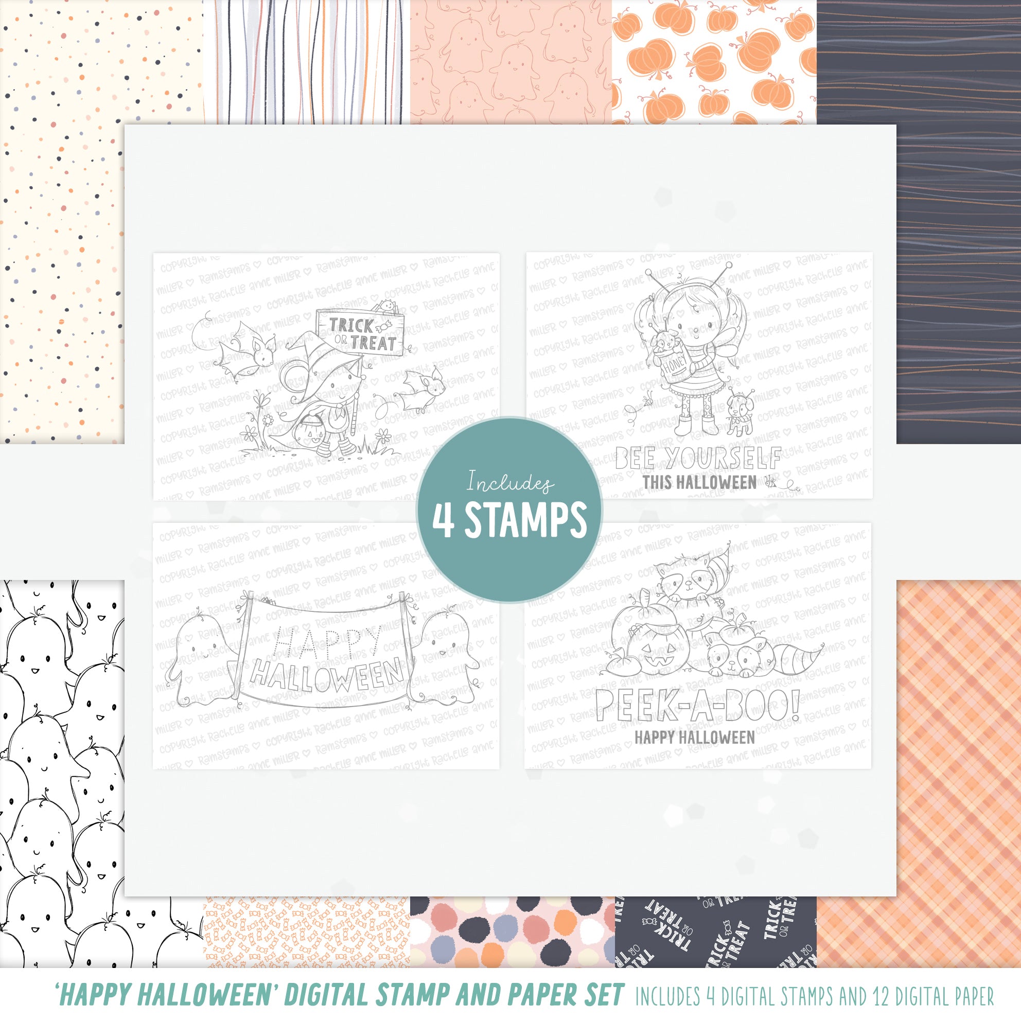 'Happy Halloween' Digital Stamp & Paper Set – Rachelle Anne Miller ...