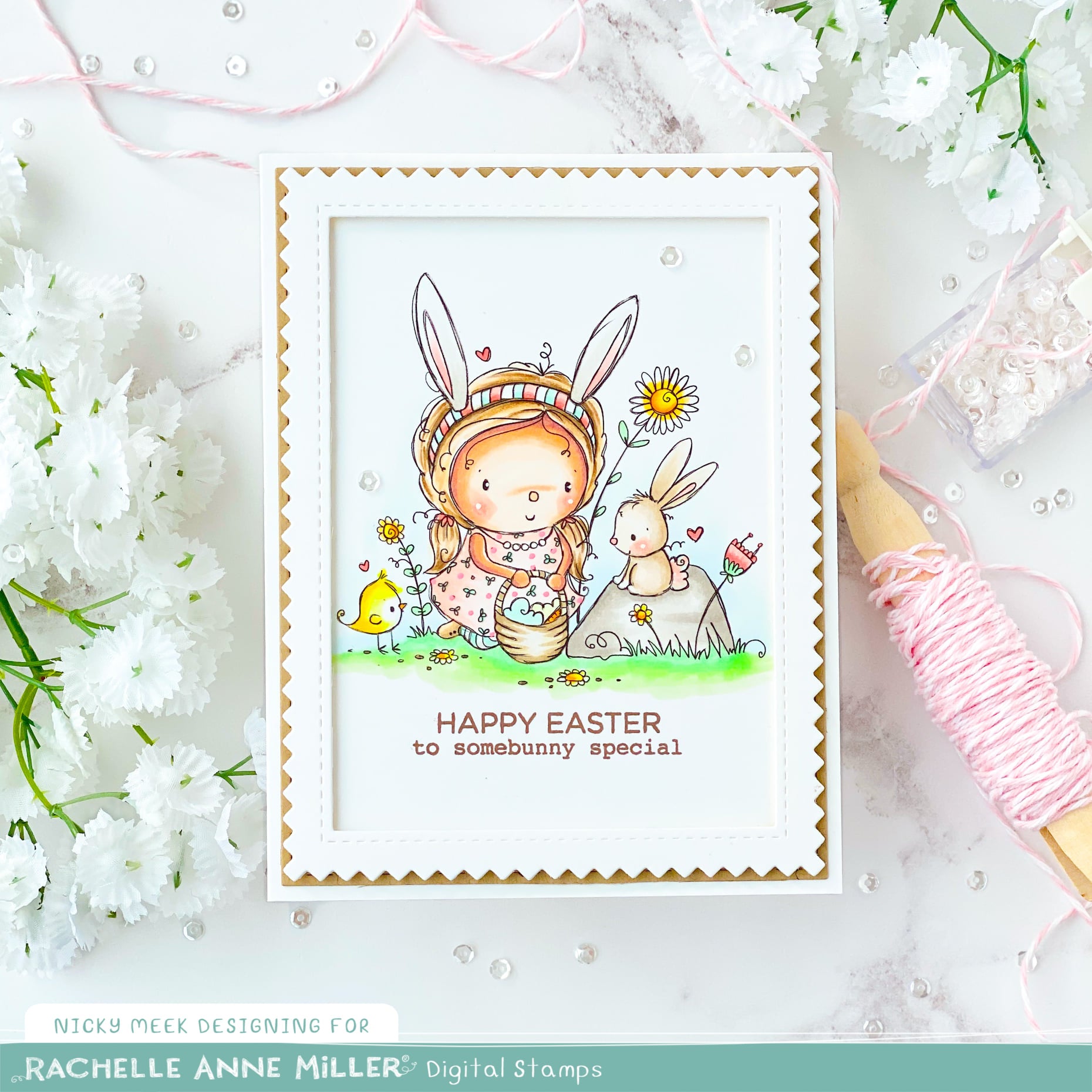 'Easter Bunny Girl' Digital Stamp – Rachelle Anne Miller Creative Studios