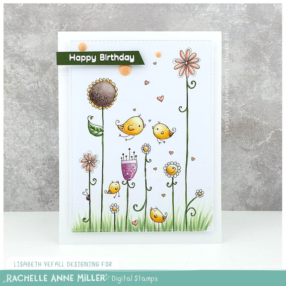 'Flower Love Birds' Digital Stamp – Rachelle Anne Miller Creative Studios