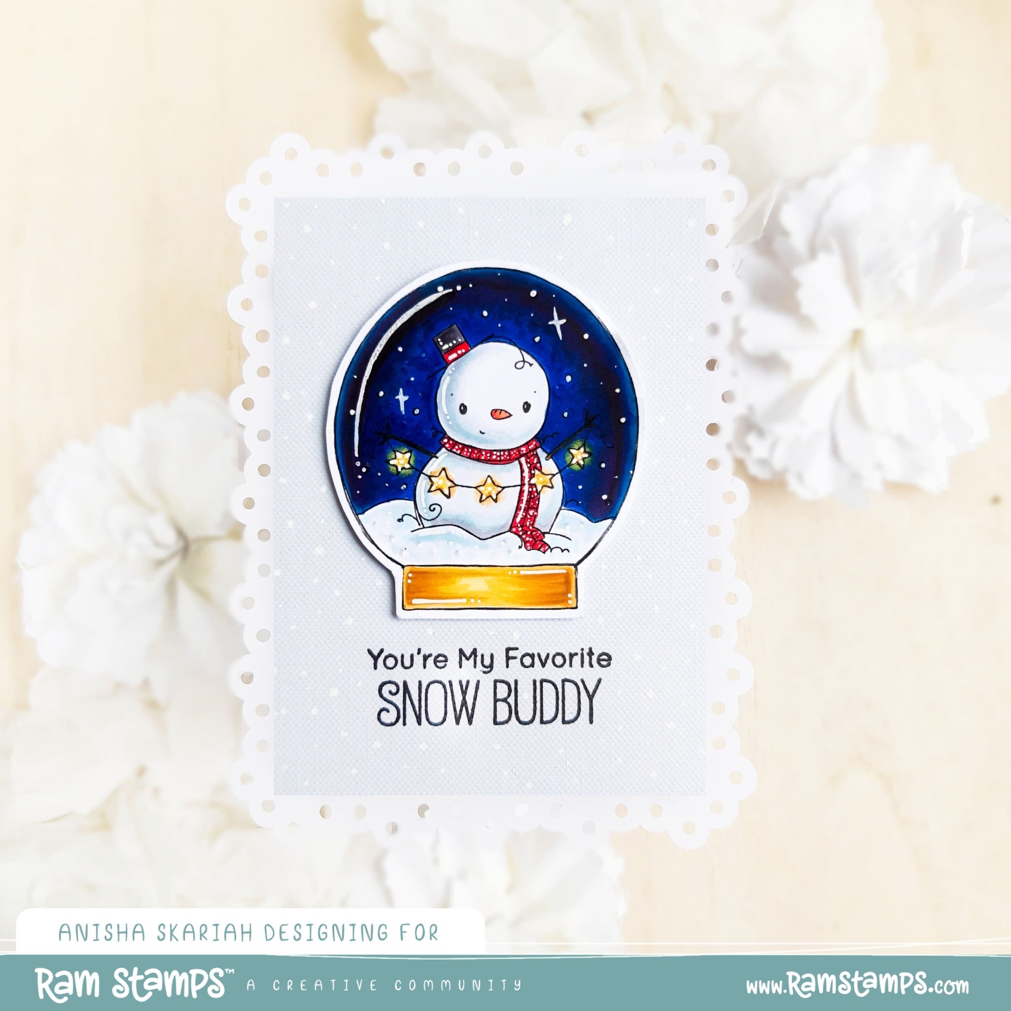'Snowman Globe' Digital Stamp – Rachelle Anne Miller Creative Studios