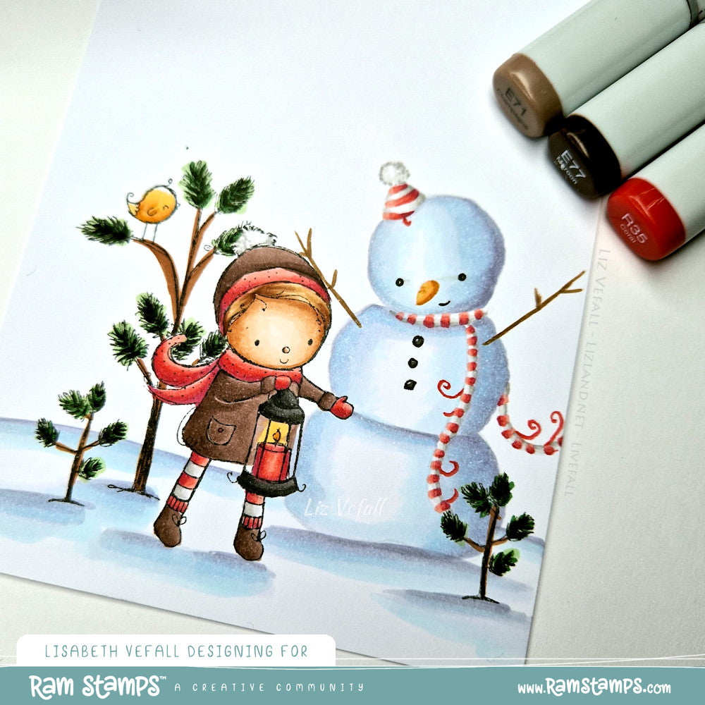 'Woodland Snowman' Digital Stamp – Rachelle Anne Miller Creative Studios