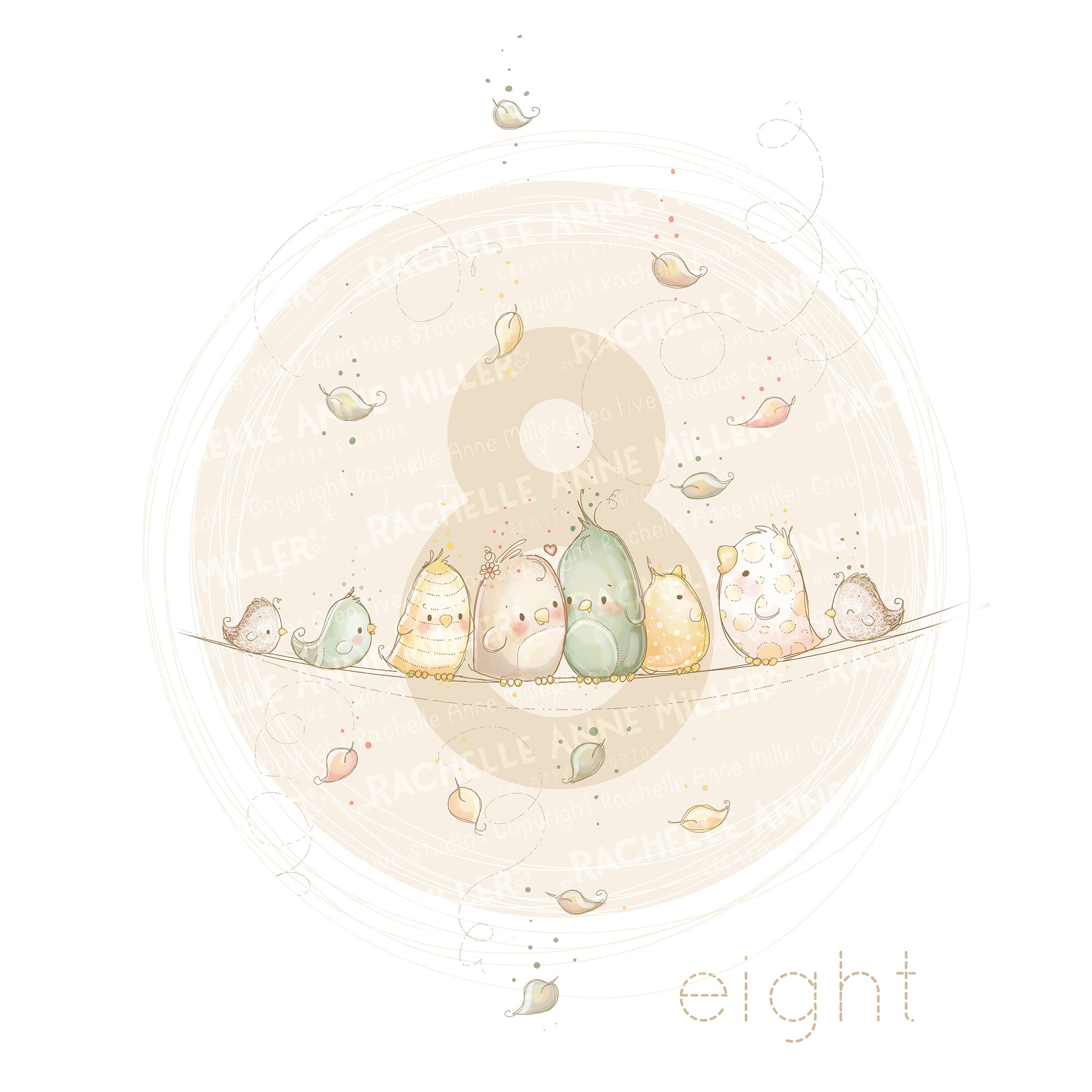 'Animal Number: Eight Birds' Digital Stamp – Rachelle Anne Miller ...
