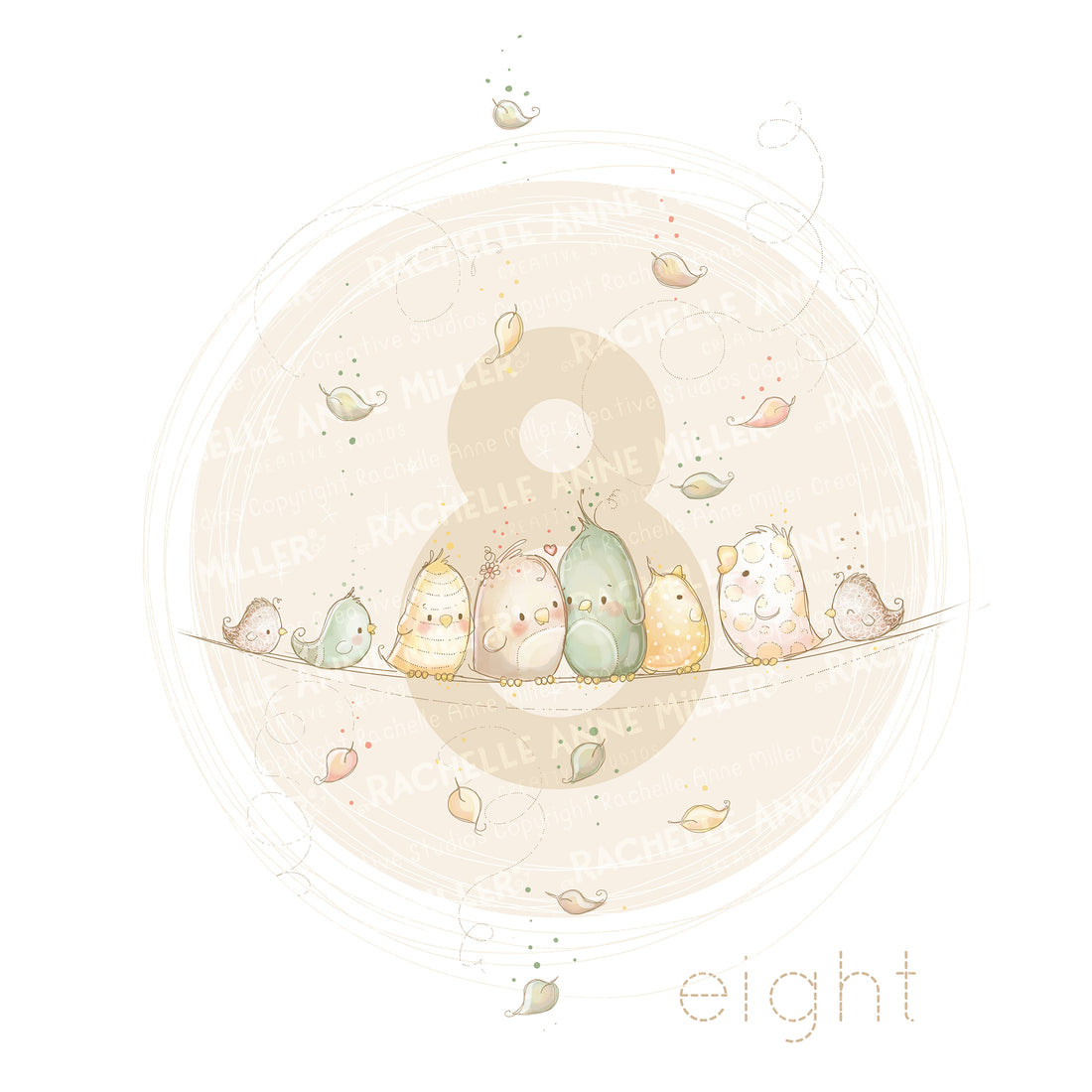 'Animal Number: Eight Birds' Digital Stamp – Rachelle Anne Miller ...