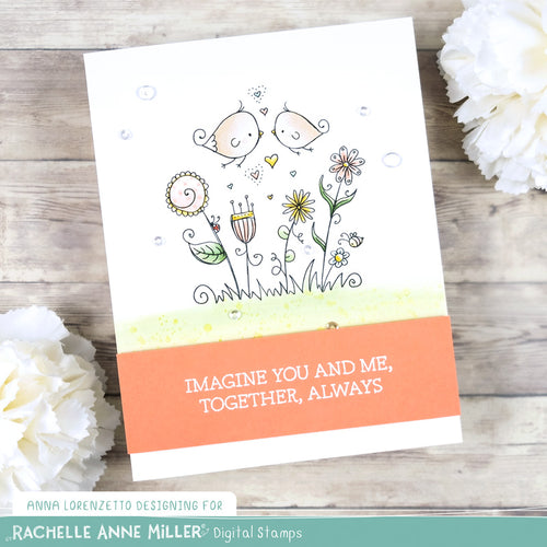 'Love Birds' Digital Stamp – Rachelle Anne Miller Creative Studios