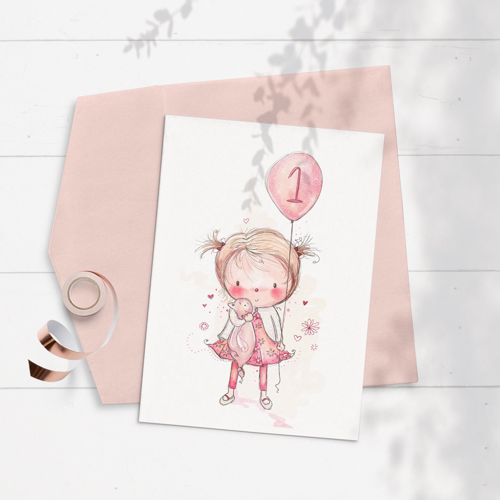 Balloon Birthday Girl 5x7 Greeting Card – Rachelle Anne Miller Creative ...
