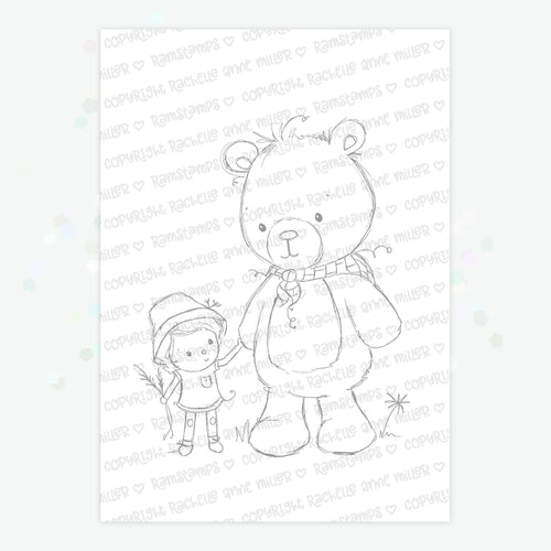 'Camping with Bear' Digital Stamp – Rachelle Anne Miller Creative Studios