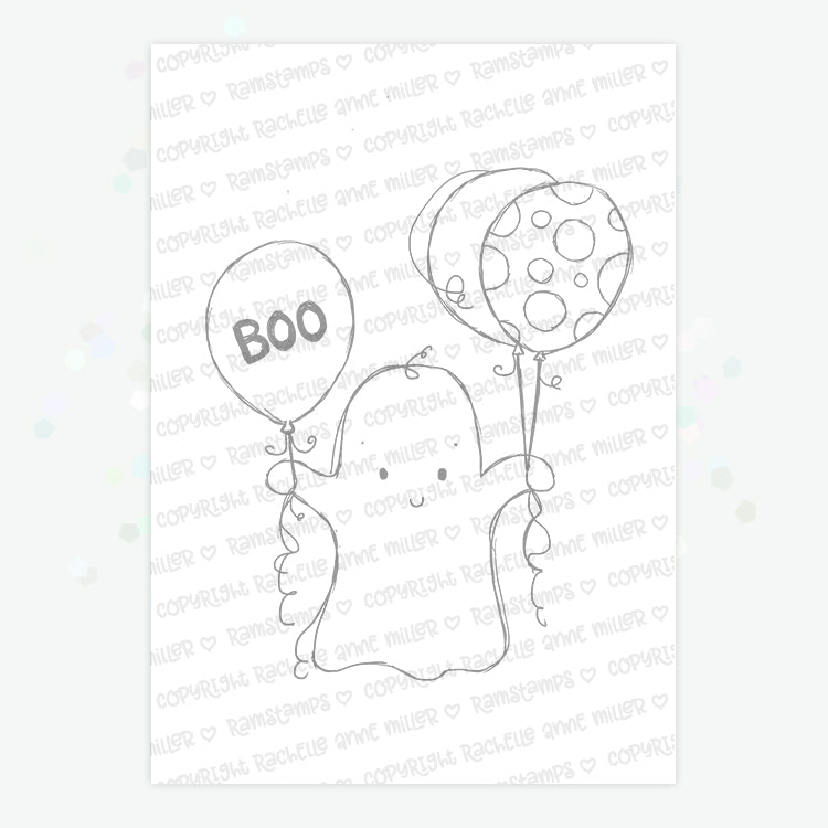 'Cute Ghost' Digital Stamp – Rachelle Anne Miller Creative Studios