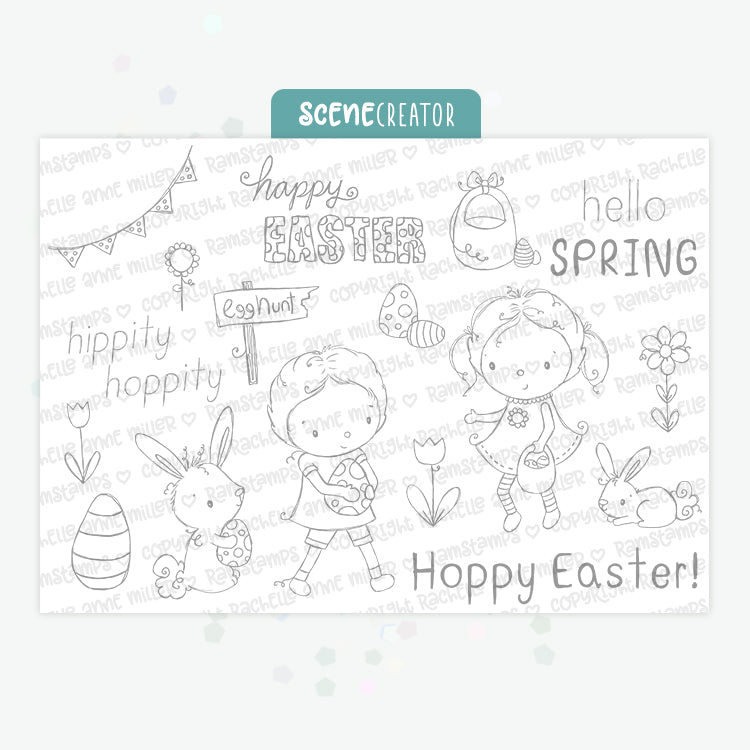 'Hoppy Easter' Scene Creator Digital Stamp – Rachelle Anne Miller ...