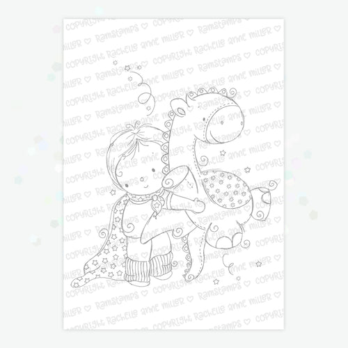 'Boy & Stuffed Dragon' Digital Stamp – Rachelle Anne Miller Creative ...